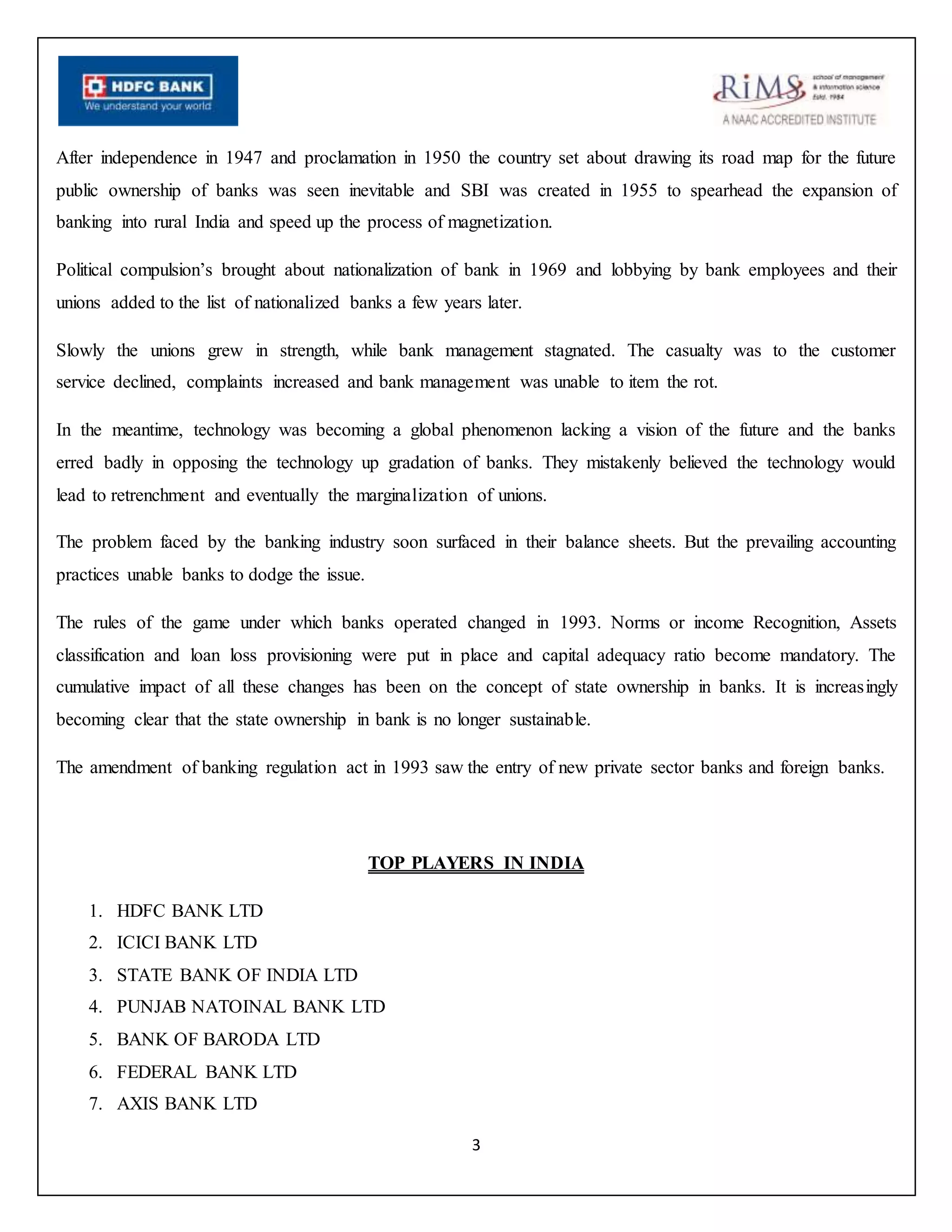 HDFC BANK REPORT | DOCX