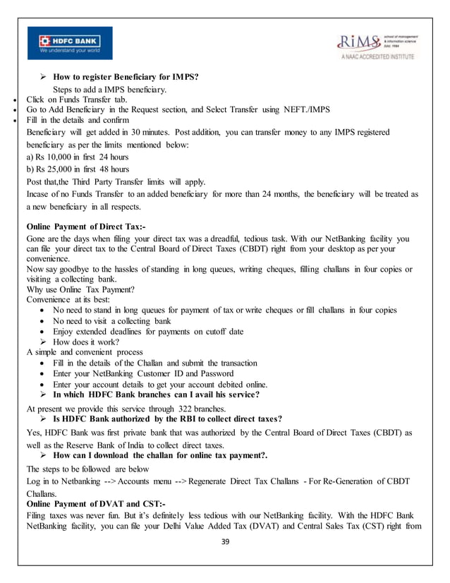 HDFC BANK REPORT | DOCX