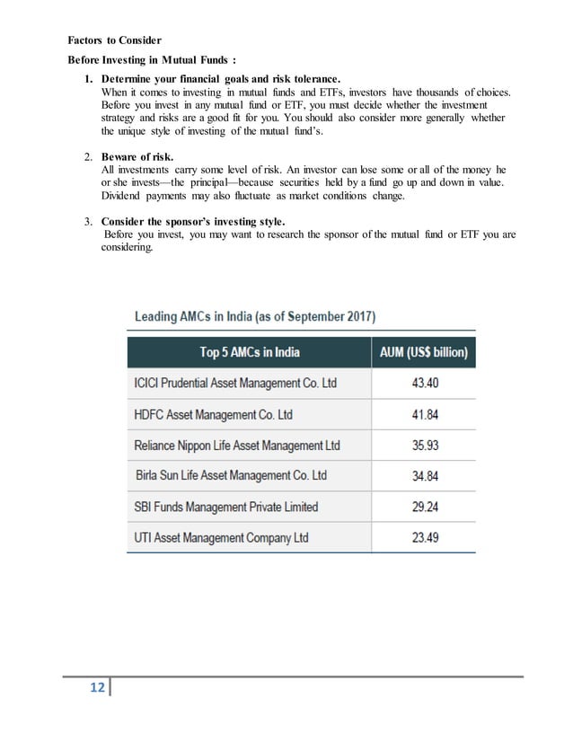 mutual fund summer internship project | DOCX | Mutual Funds | Personal ...