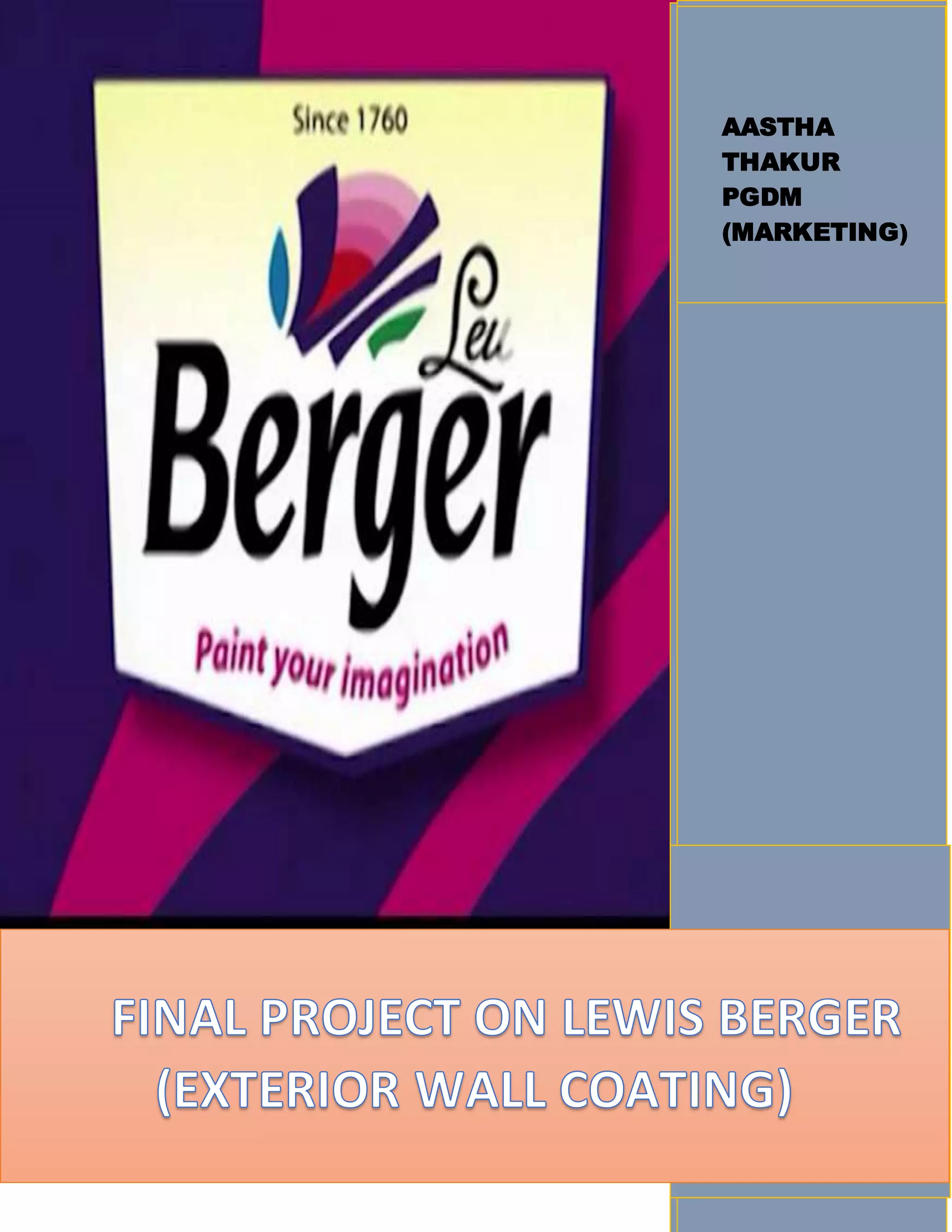 A project report on Lewis Berger (exterior wall coating) | DOCX