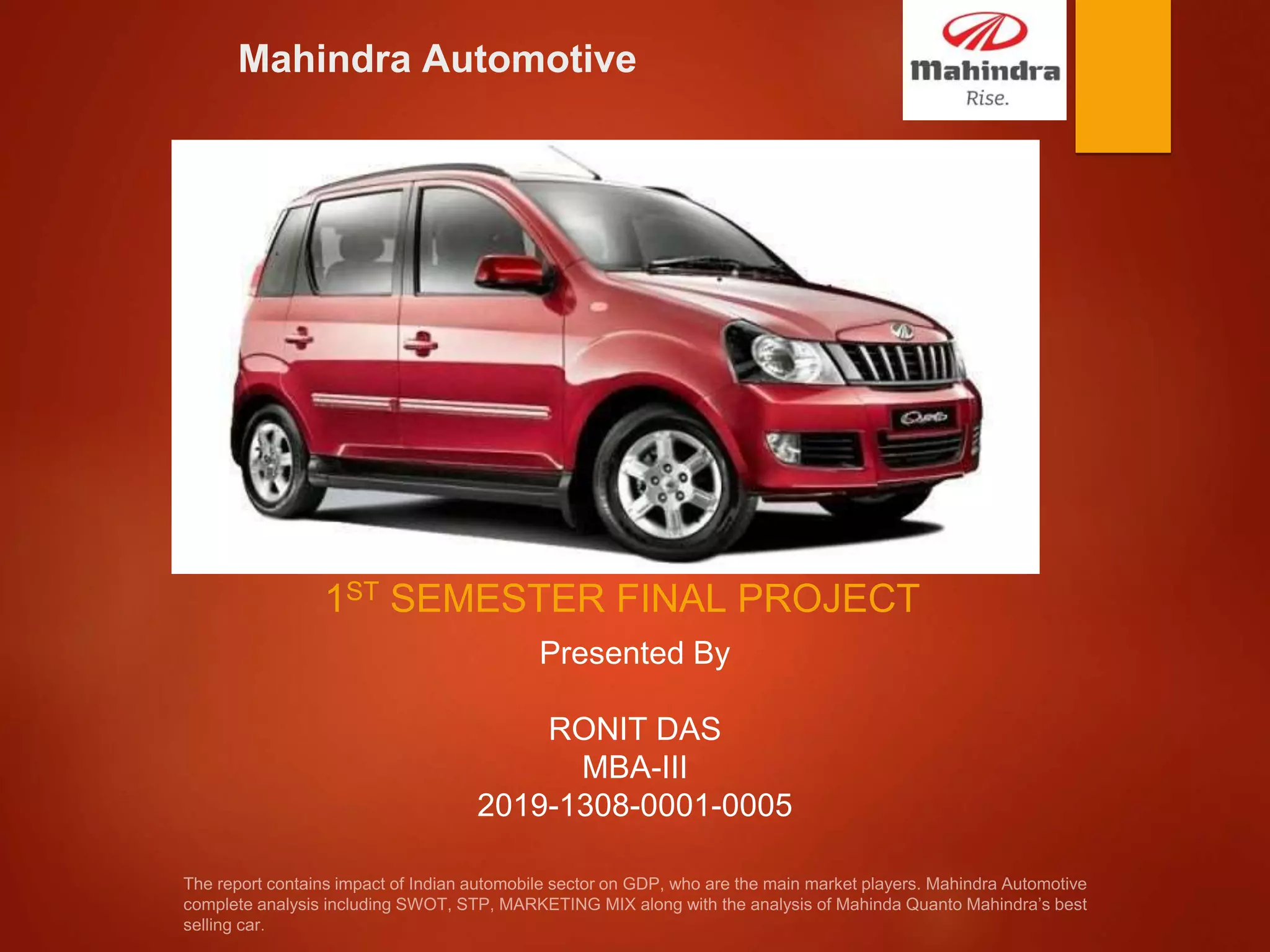 Mahindra & Mahindra Final Project | PPTX