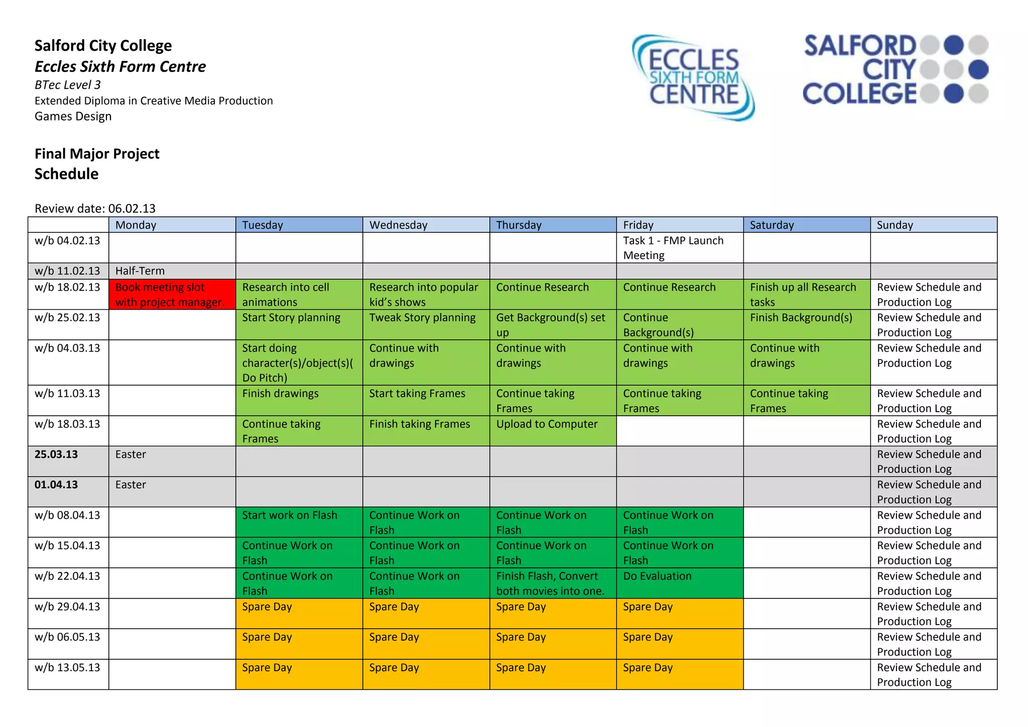 Final project schedule 20th feb 2013 | PPT