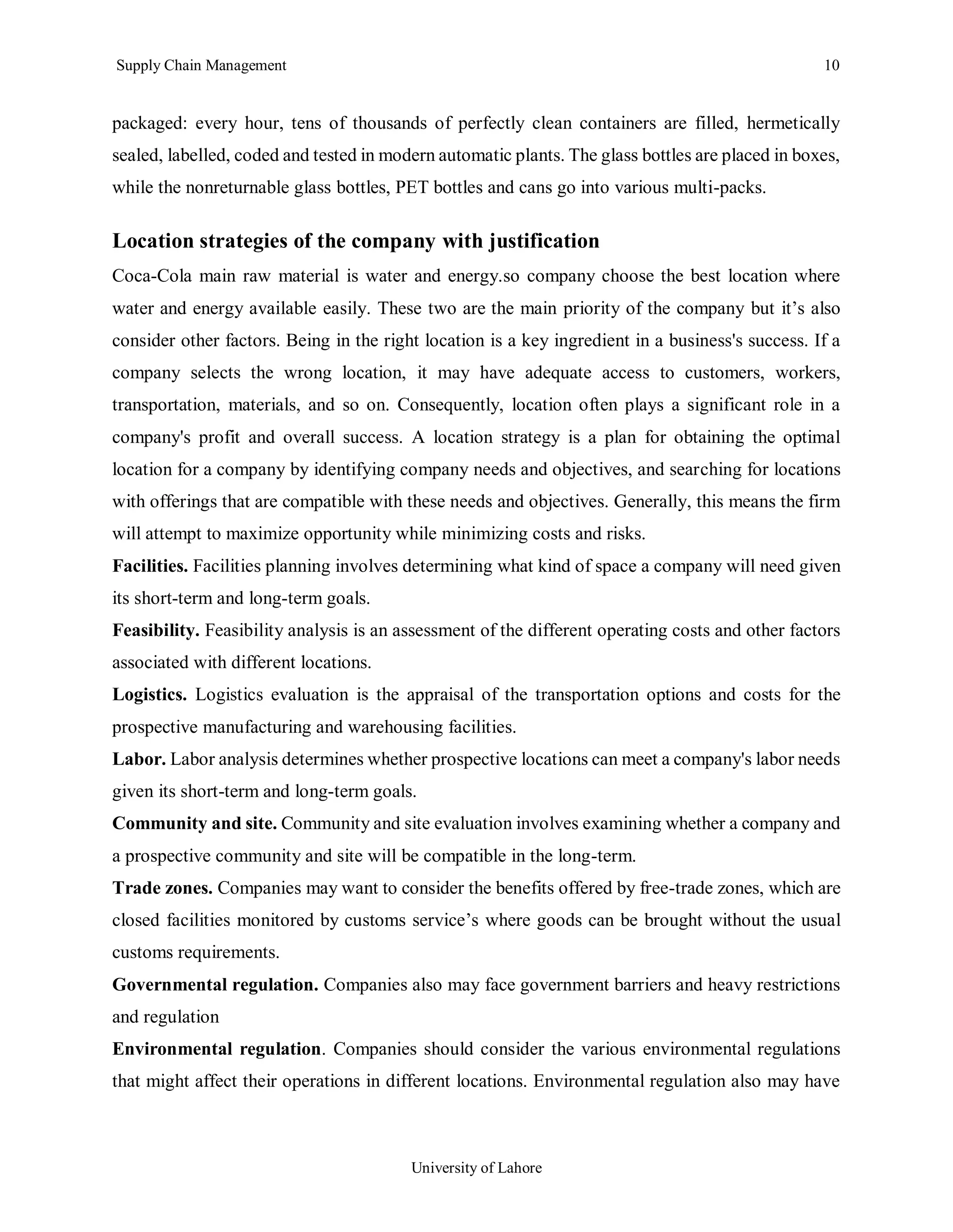 Supply chain management on Coca cola | PDF