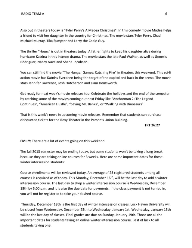 Final Radio Show Script