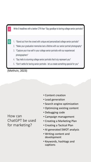 Uses of ChatGPT in Marketing | PPTX