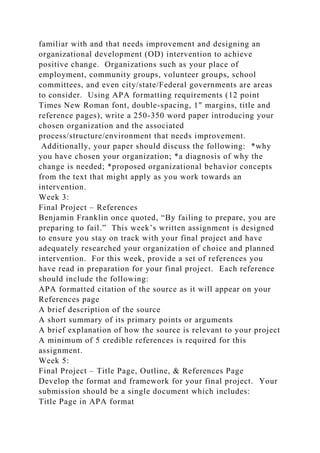 Final Project – Title Page, Outline, & References PageDevelop the .docx