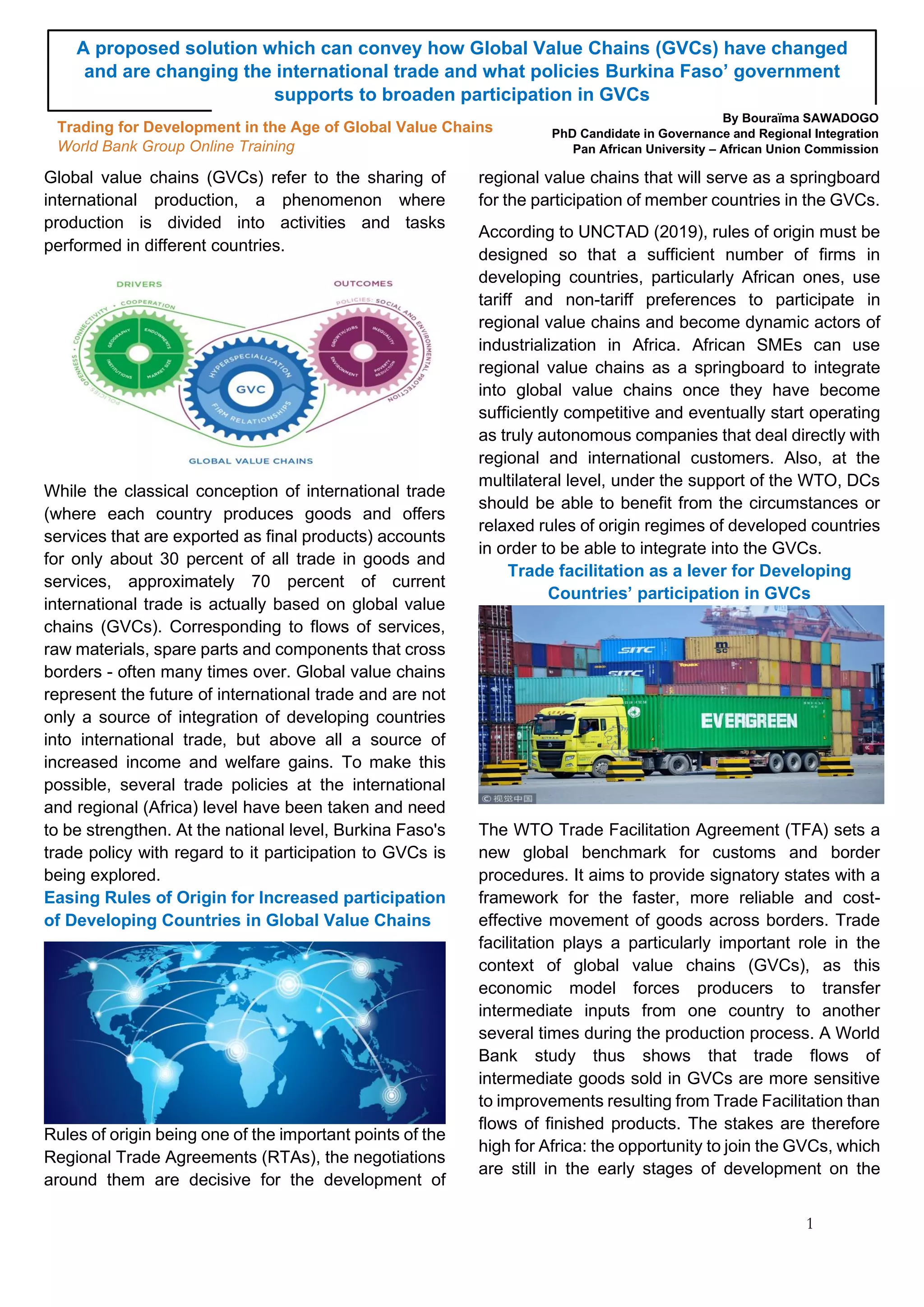INTERNATIONAL TRADE POLICY ADVOCACY IN THE AGE OF GLOBAL VALUE CHAINS BY BOURAIMA SAWADOGO | PDF