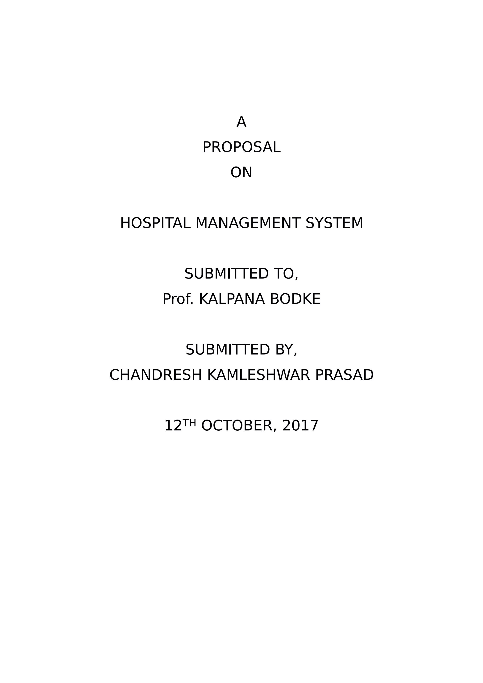 Hospital Management System proposal | PDF