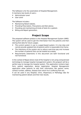 Hospital Management System proposal | PDF