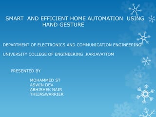 Gesture based Home automation ,a Final year Engineering project | PPTX
