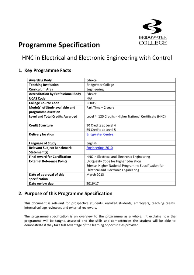 HNC Electrical and Electronic Control | PDF