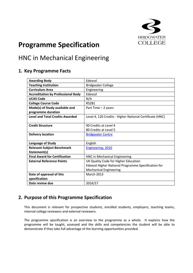HNC Mechanical Engineering | PDF | Civil Engineering Industry | Industries