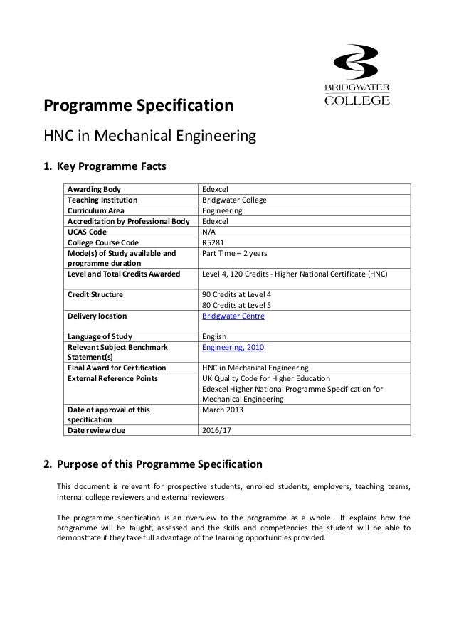 HNC Mechanical Engineering
