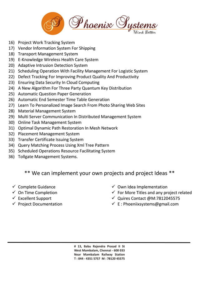 Be Cse Projects In Chennai Pdf