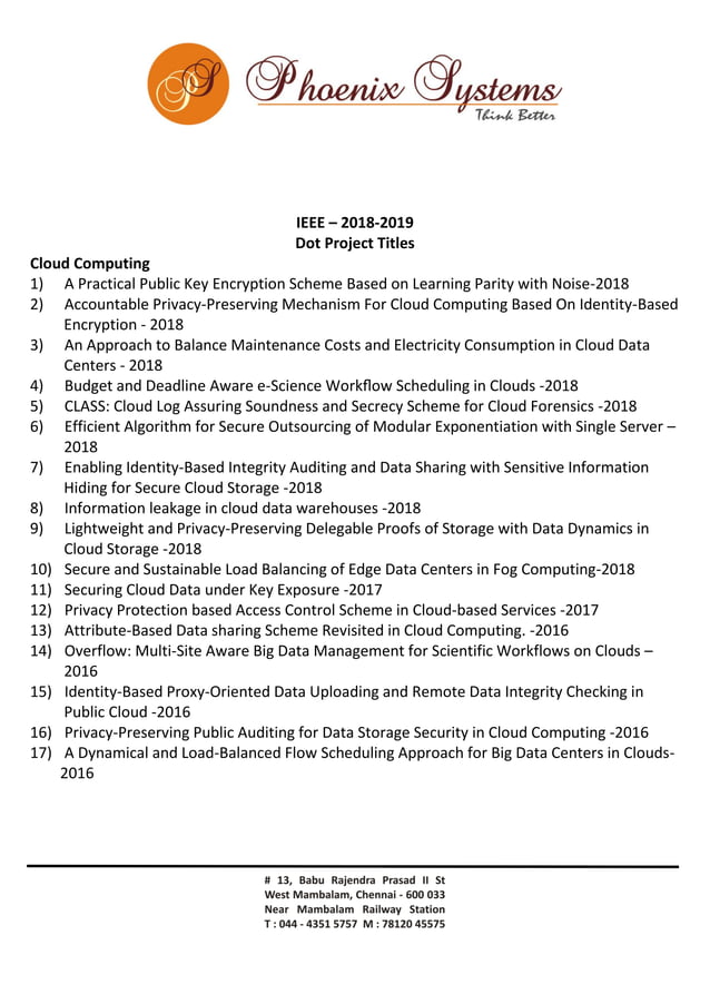 be cse projects in chennai | PDF