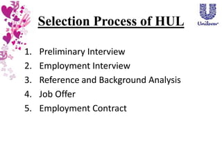 HUL Indore Employee Selection Process | PPTX