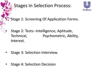 HUL Indore Employee Selection Process | PPTX