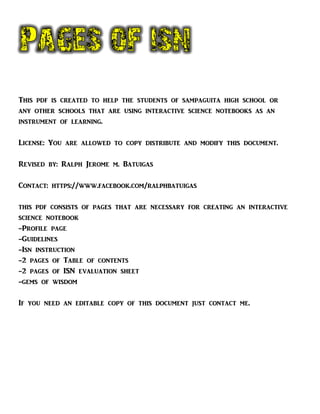 Isn Interactive Science Notebook pages and Guidelines | PDF