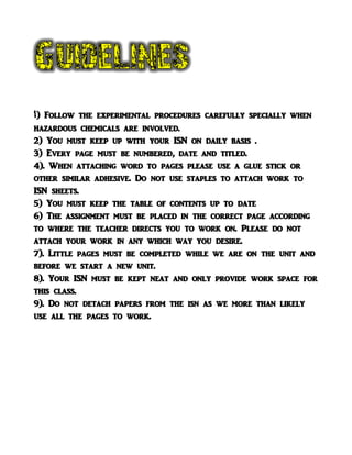 Isn Interactive Science Notebook pages and Guidelines | PDF