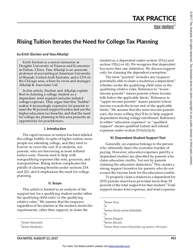 Taking Advantage of College Tuition Tax Credit