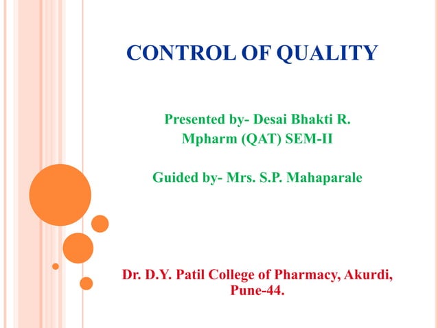 control of quality | PPT