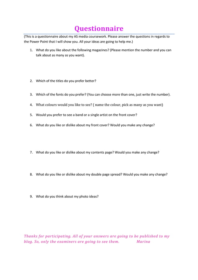 Final questionnaire | PDF