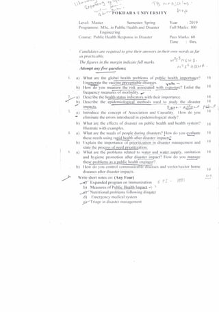 Msc. in PHDE Final question 1st semester | PDF