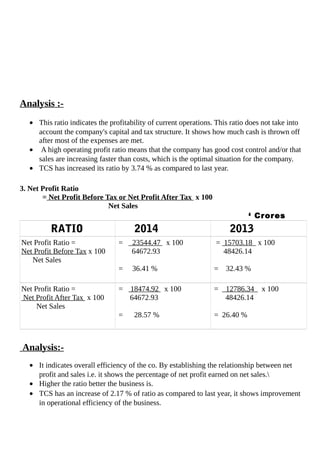 Tcs annual report_2013-2014 ratio analysis | DOC