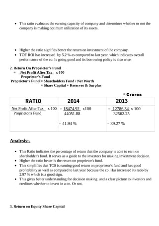 Tcs annual report_2013-2014 ratio analysis | DOC