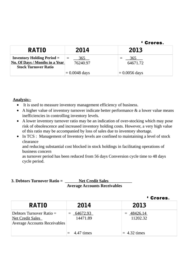 Tcs annual report_2013-2014 ratio analysis | DOC