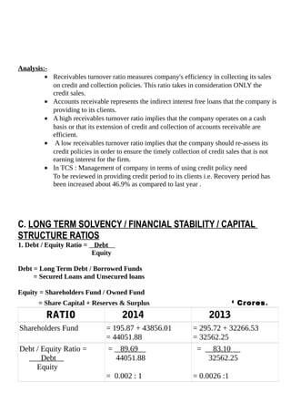 Tcs annual report_2013-2014 ratio analysis | DOC