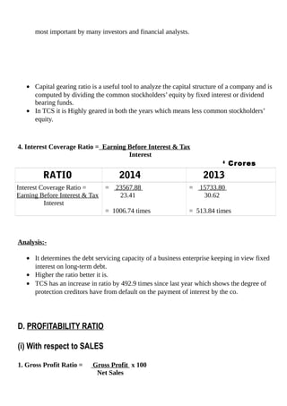 Tcs annual report_2013-2014 ratio analysis | DOC