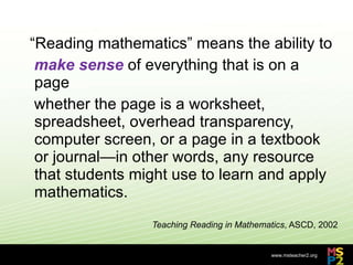 Finalreadingmathematicsisdifferent 091001173549-phpapp01 | PPT