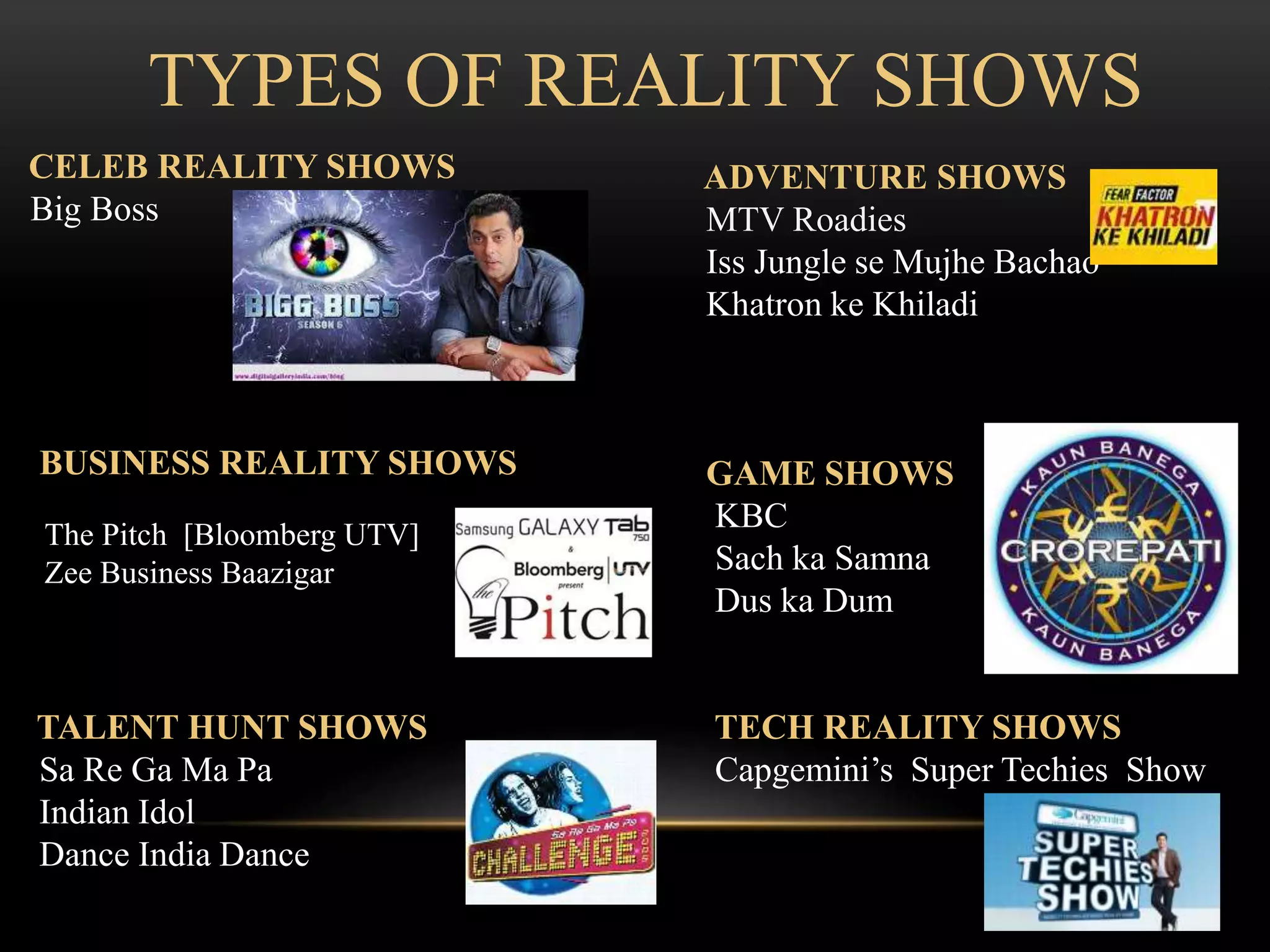 Final reality shows | PPTX | Reality TV | Genres
