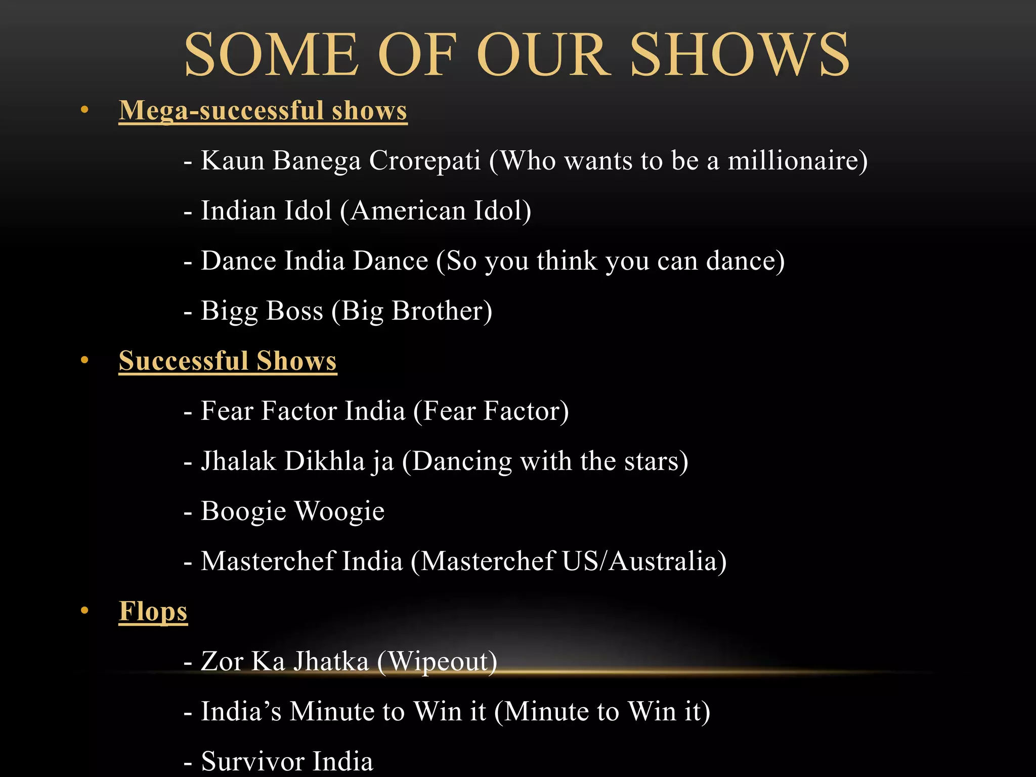 Final Reality Shows Ppt