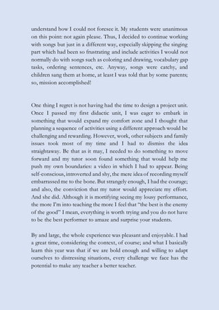 Final reflection | DOCX | Secondary Education | Education