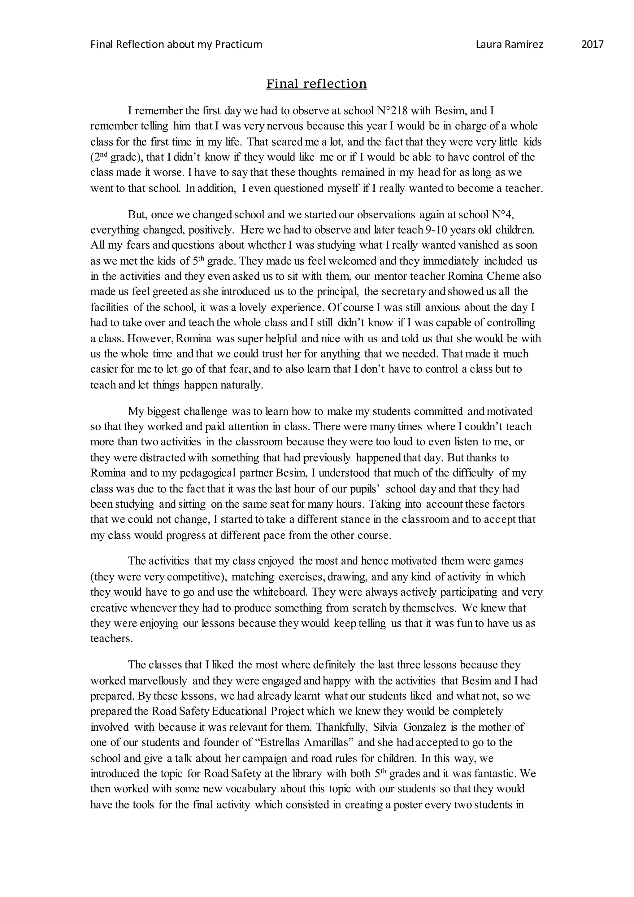 Final reflection - Laura ramírez | PDF