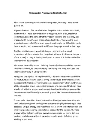 Final reflection bizet kinder | PDF