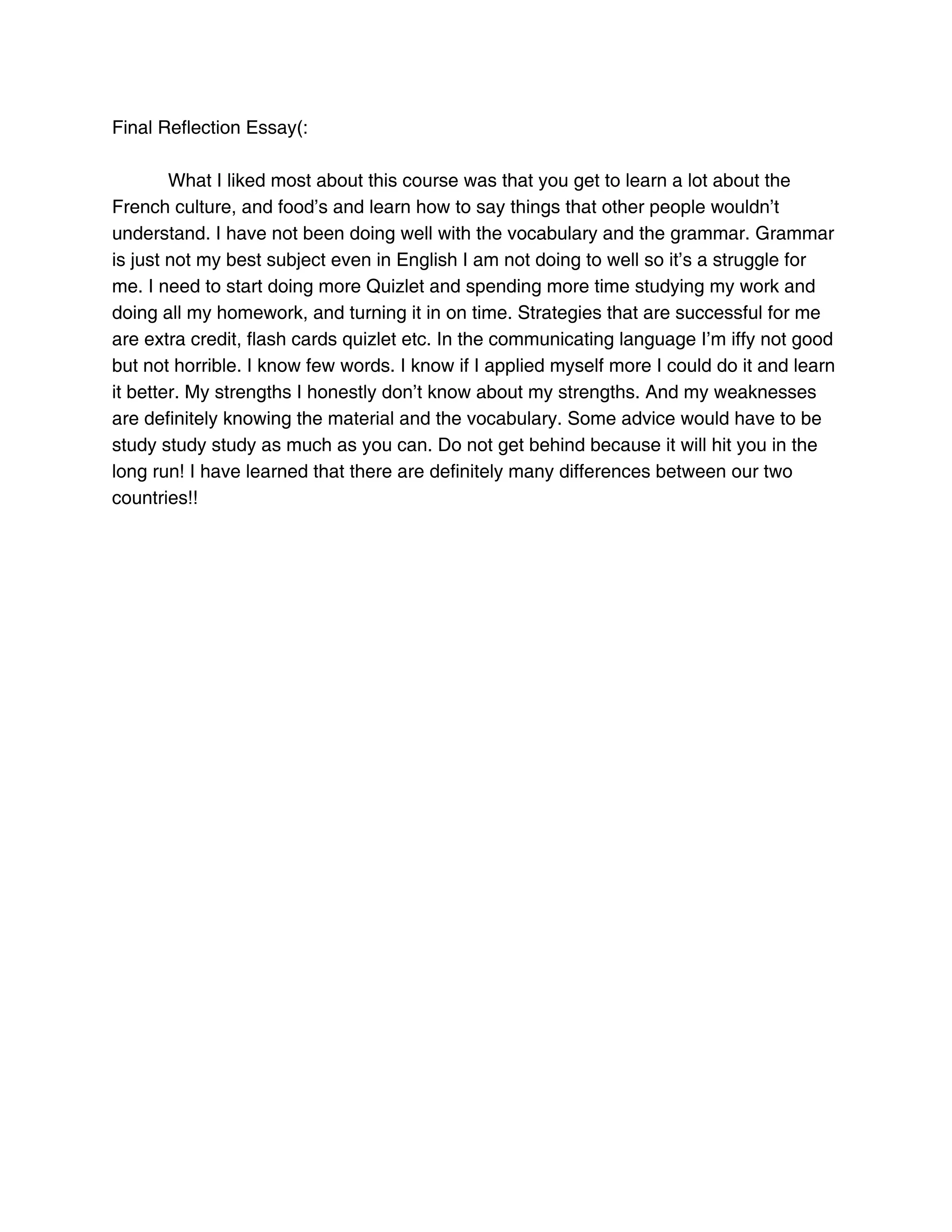 Final reflection essay | PAGES | Education