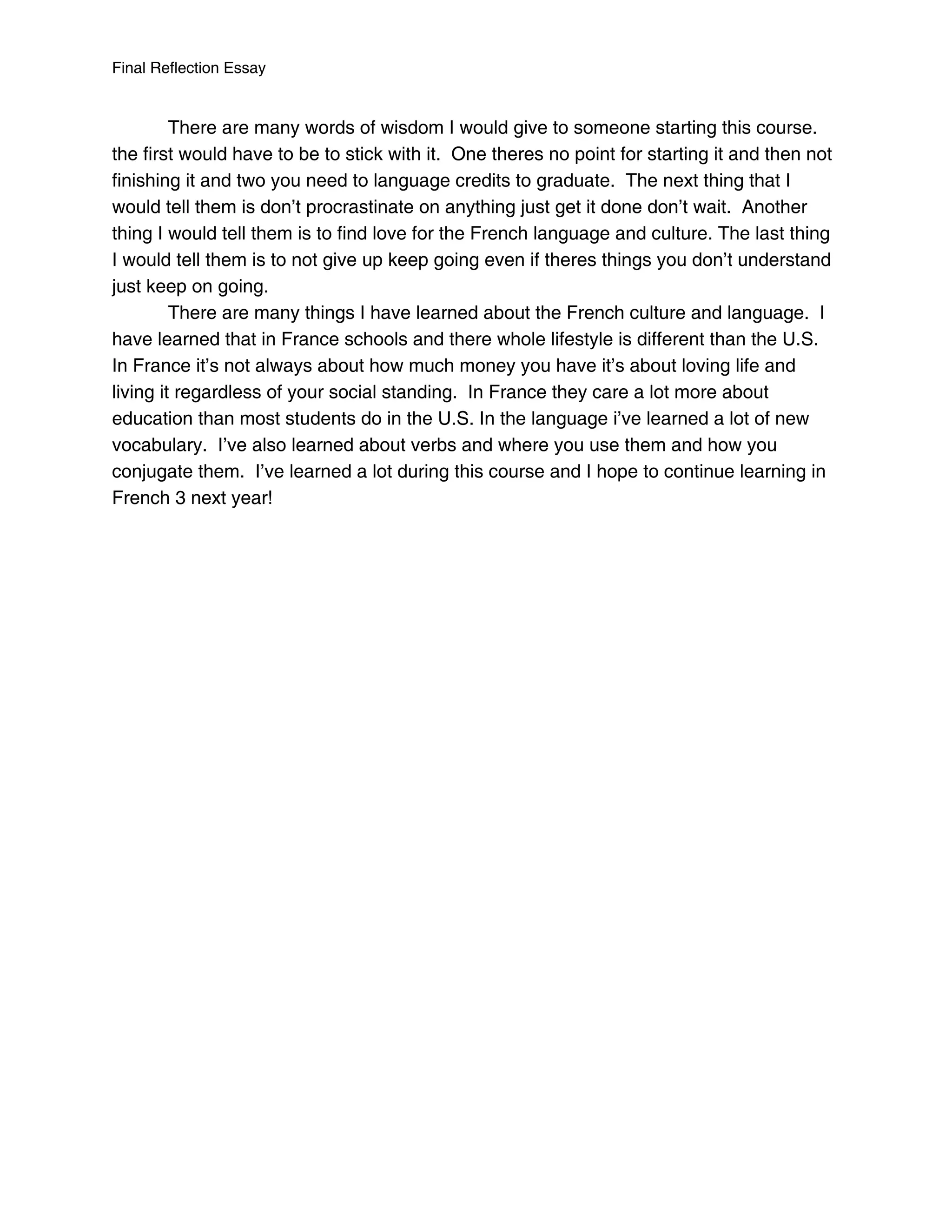 Final reflection essay | PAGES