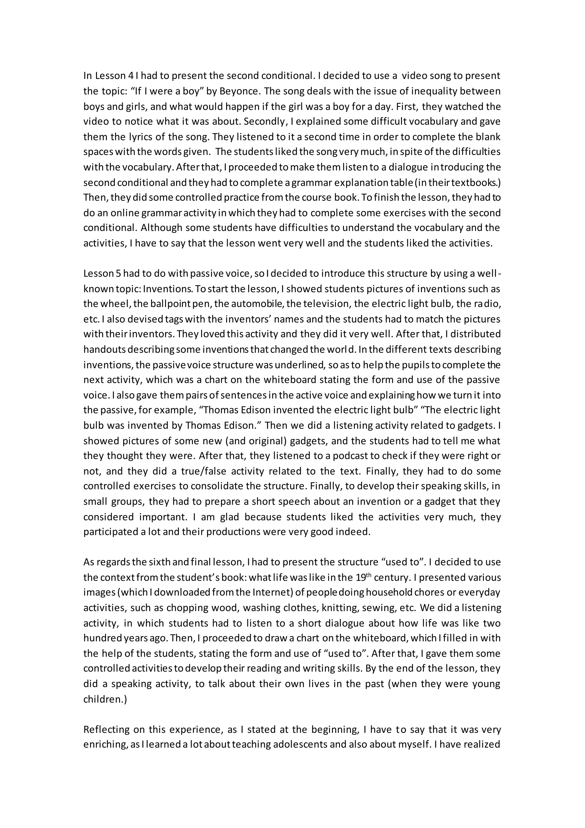 Final reflection secondary | PDF