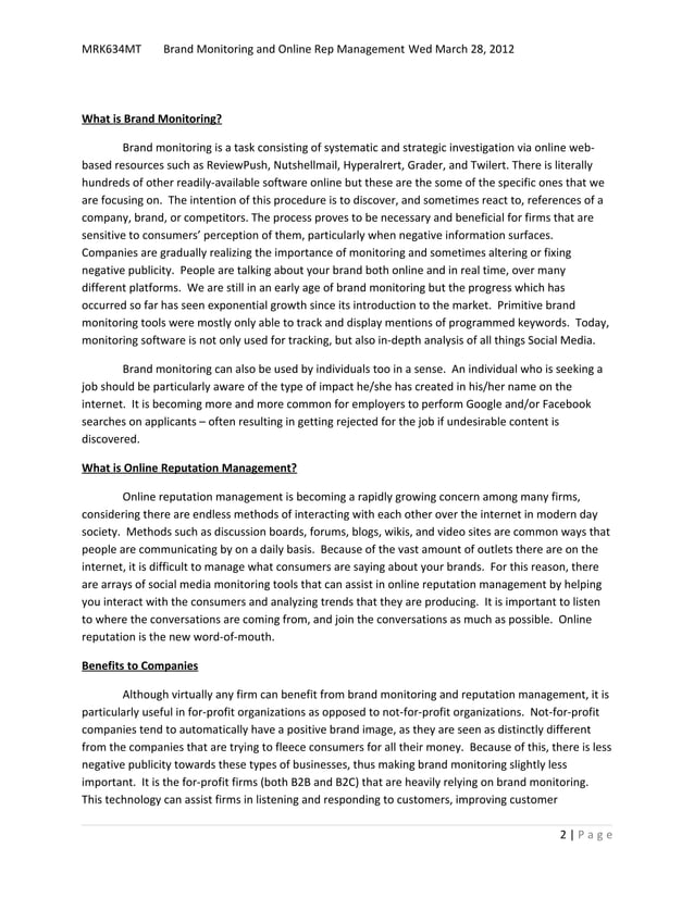 Final Brand Monitoring Report | PDF