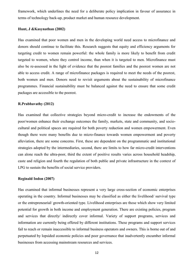 Microfinance : Project Report | DOCX | Government Support and Welfare ...