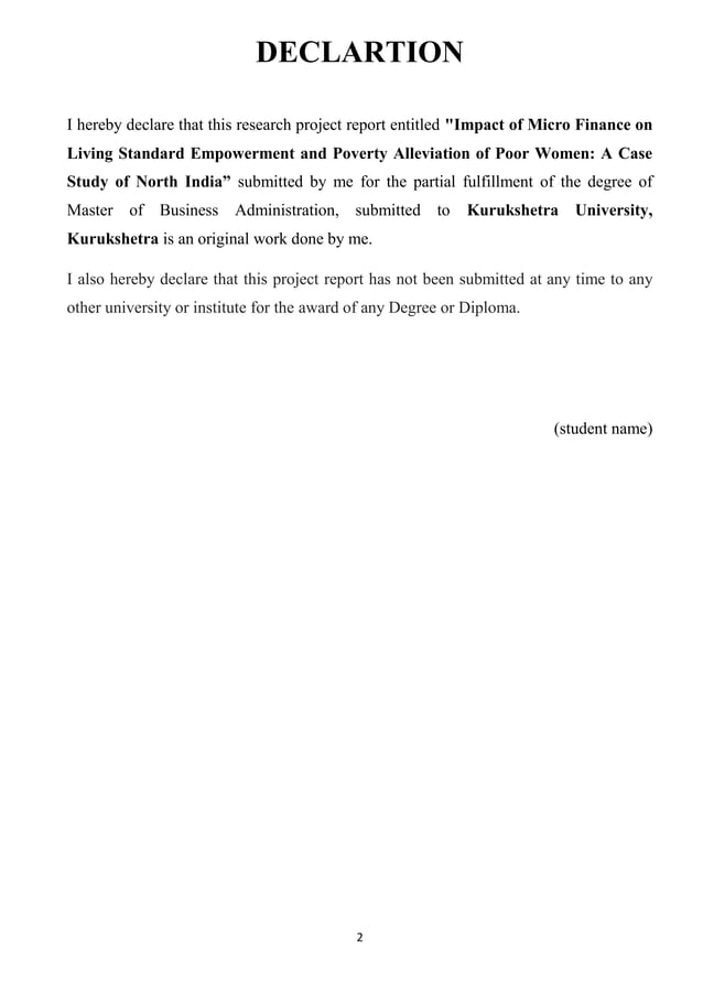 Microfinance : Project Report | DOCX | Government Support and Welfare | Financial Assistance