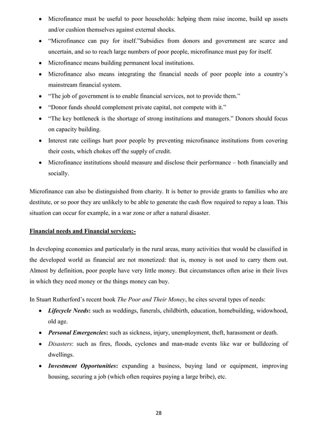 Microfinance : Project Report | DOCX | Government Support and Welfare ...