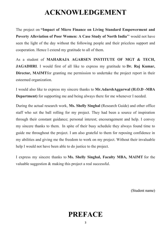 Microfinance : Project Report | DOCX | Government Support and Welfare ...