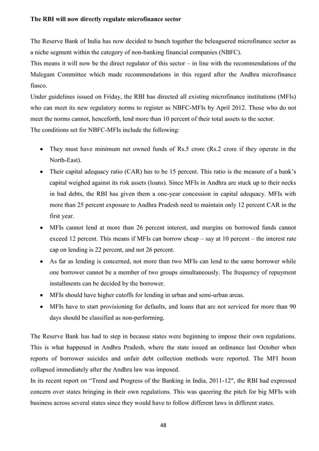 Microfinance : Project Report | DOCX | Government Support and Welfare | Financial Assistance