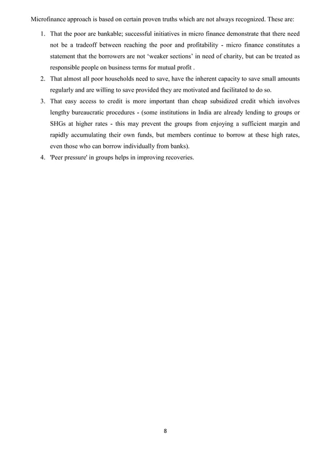 Microfinance : Project Report | PDF