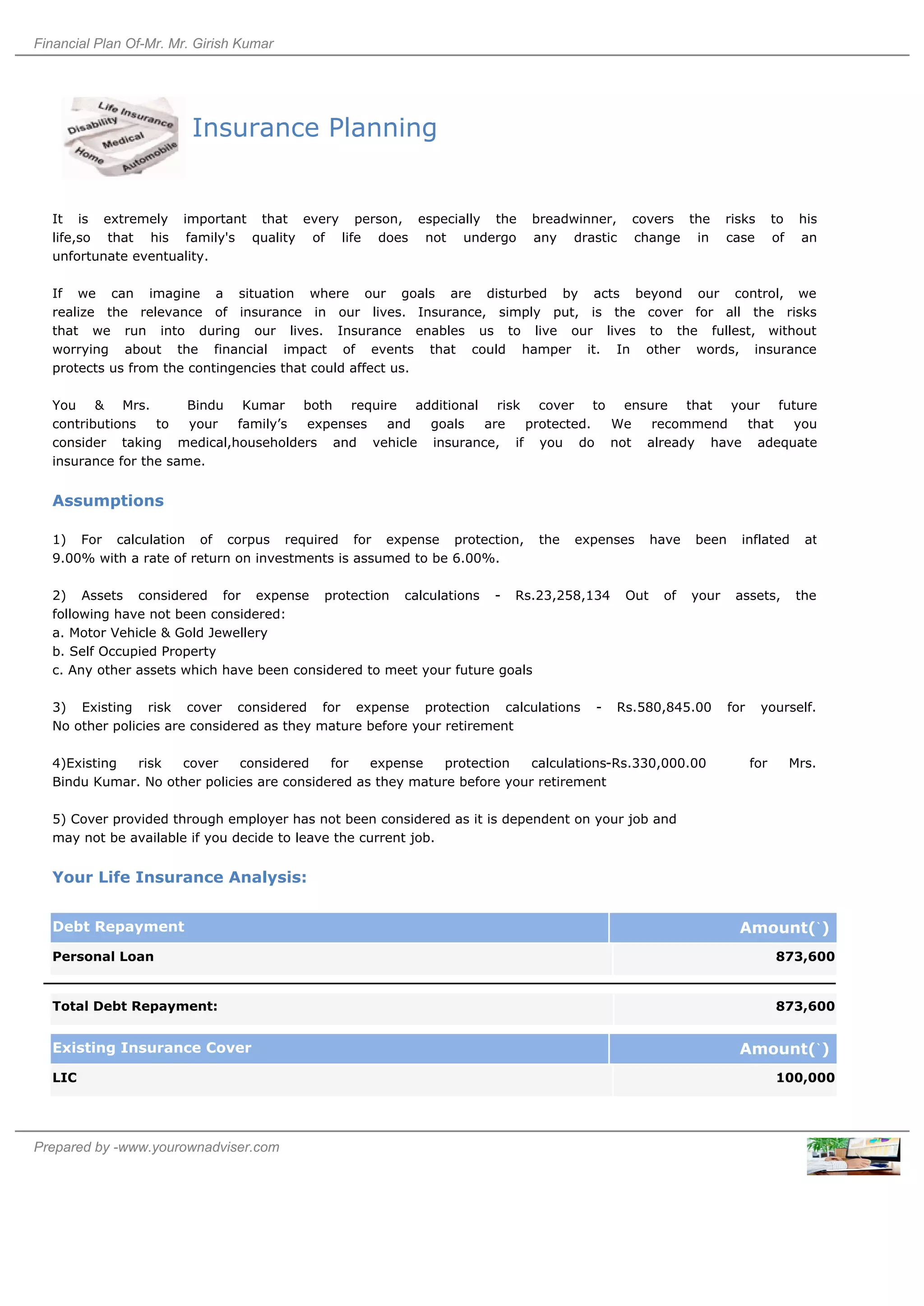 Financipal Planning Report (Sample) | PDF