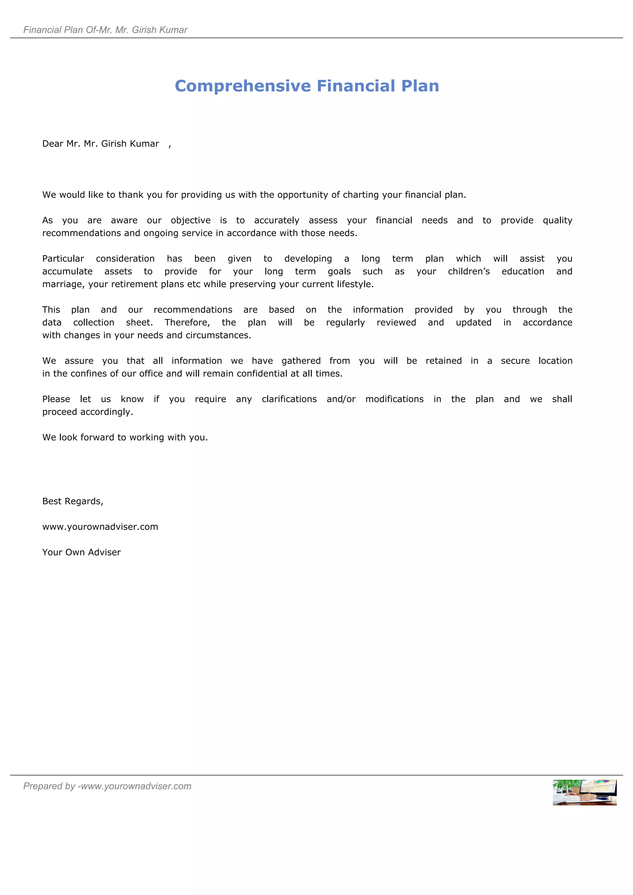 Financipal Planning Report (Sample) | PDF